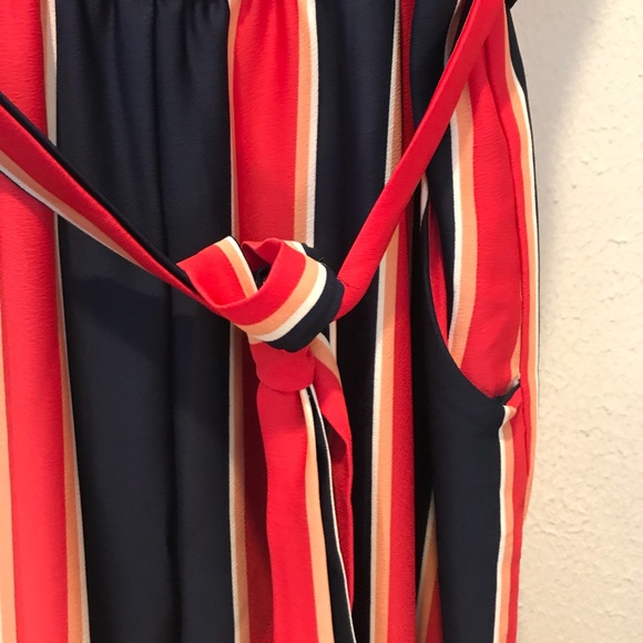 Veronica M | Other | Veronica M Striped Jumpsuit Wtie Waist Pockets ...